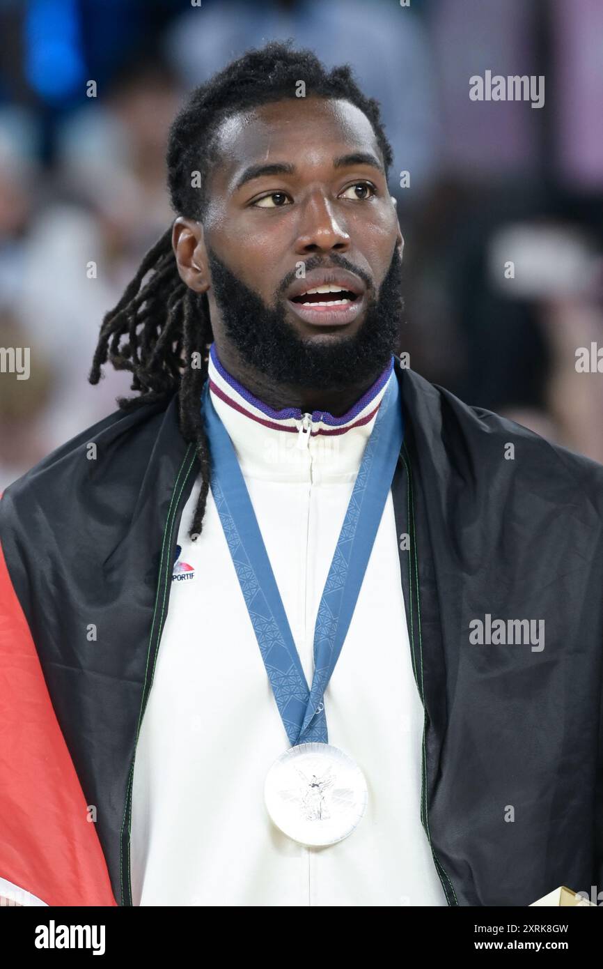 Paris, France. 10th Aug, 2024. Mathias Lessort of France Silver medal ...