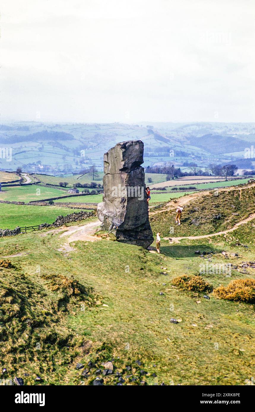 People climbing Alport Stone, Alport Heights, Wirksworth, Peak District ...