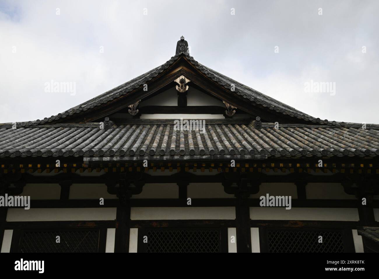 Scenic exterior and rooftop view of Shin-Yakushi-ji a Buddhist Temple ...