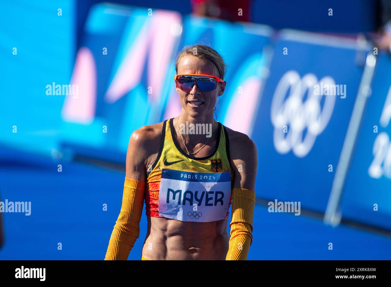 MAYER Domenika (Deutschland) im Ziel, Marathon Frauen, FRA, Olympische ...
