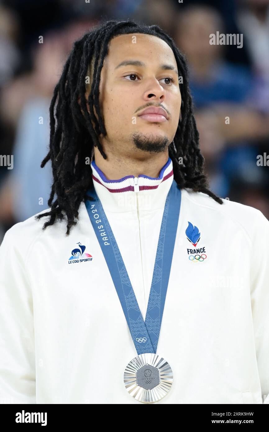 Matthew Strazel of France Silver medal, Basketball, Men's Gold Medal Game between France and ...