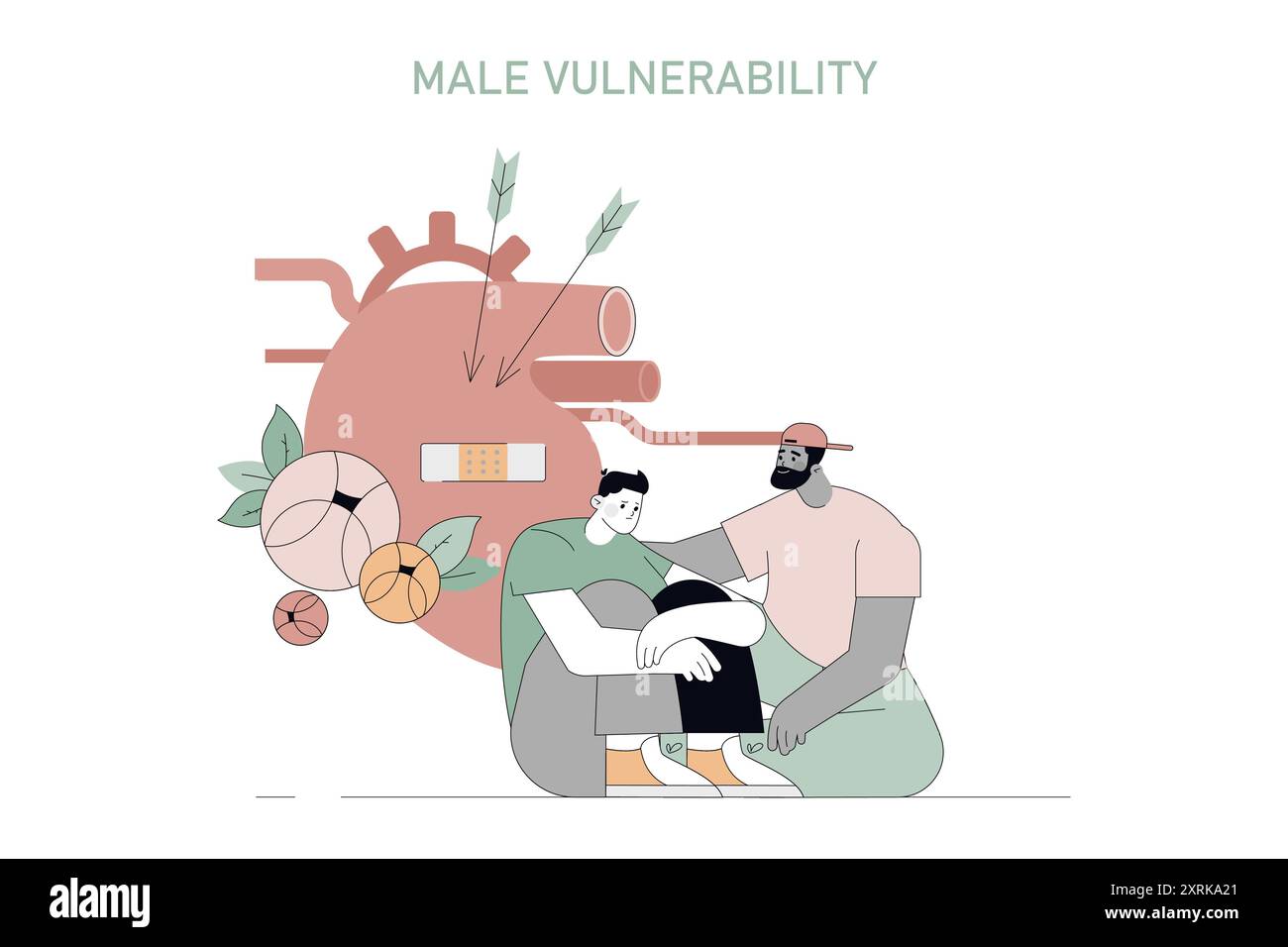 Male vulnerability concept. Illustration of comfort between men ...