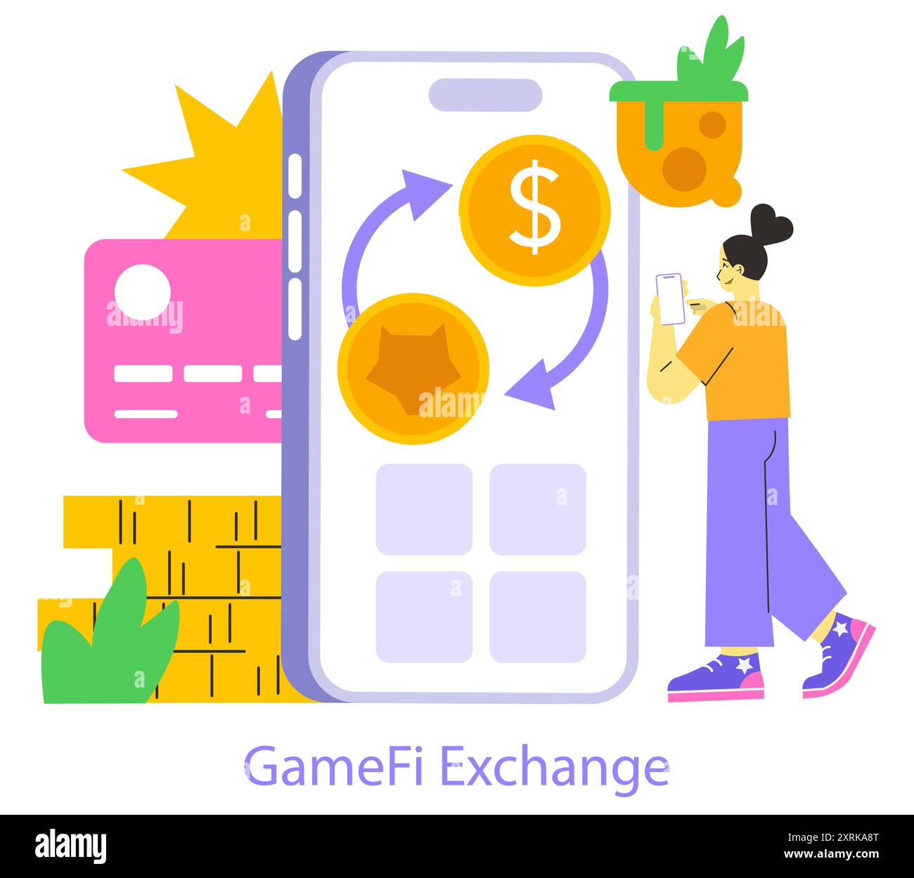 GameFi concept. Digital exchange platform where users trade virtual ...