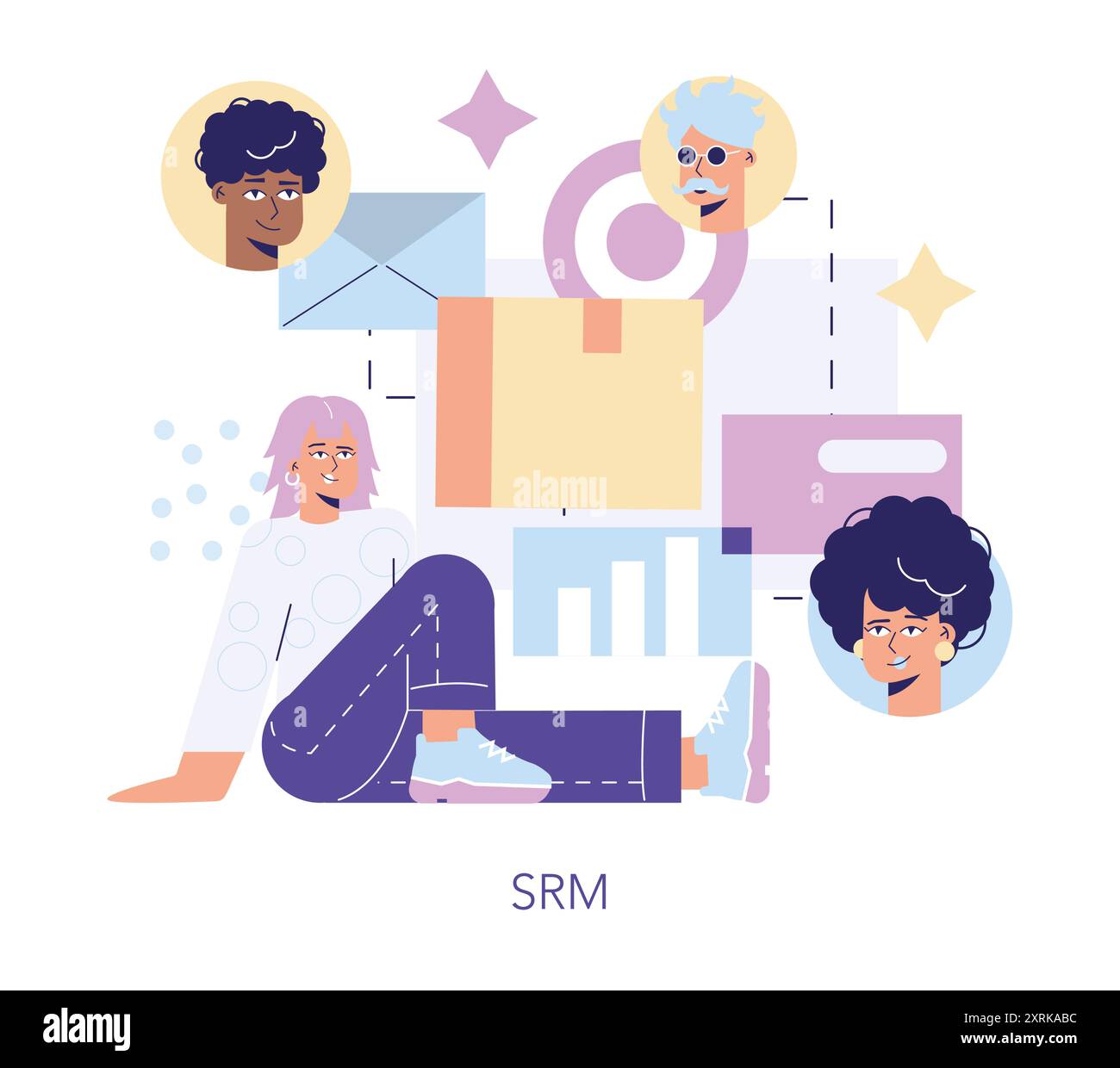 Innovative purchasing process concept. A diverse group of people ...