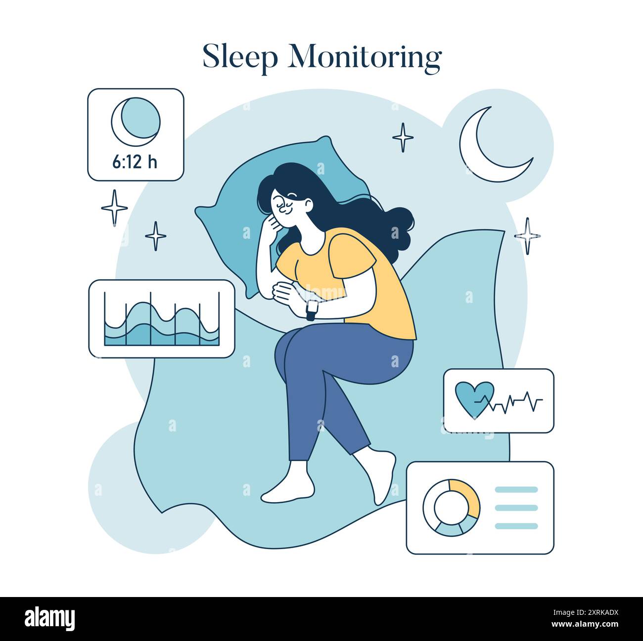 Wellness Technology concept. Woman using sleep monitoring devices ...