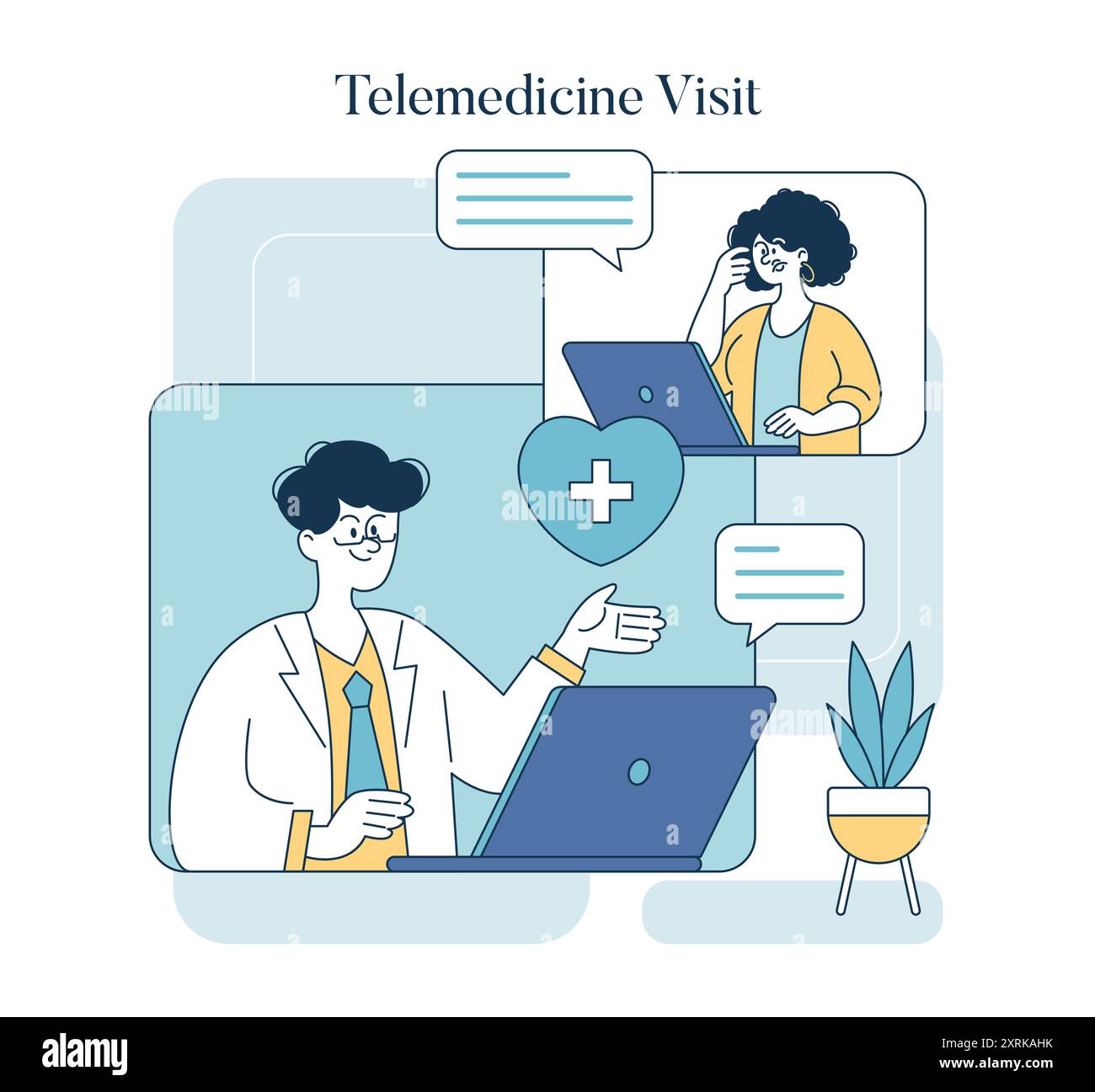 Telemedicine Visit concept. Online doctor consultation depicting ...