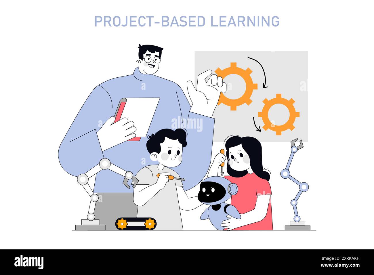 Education concept. Students engage in project-based learning with the ...