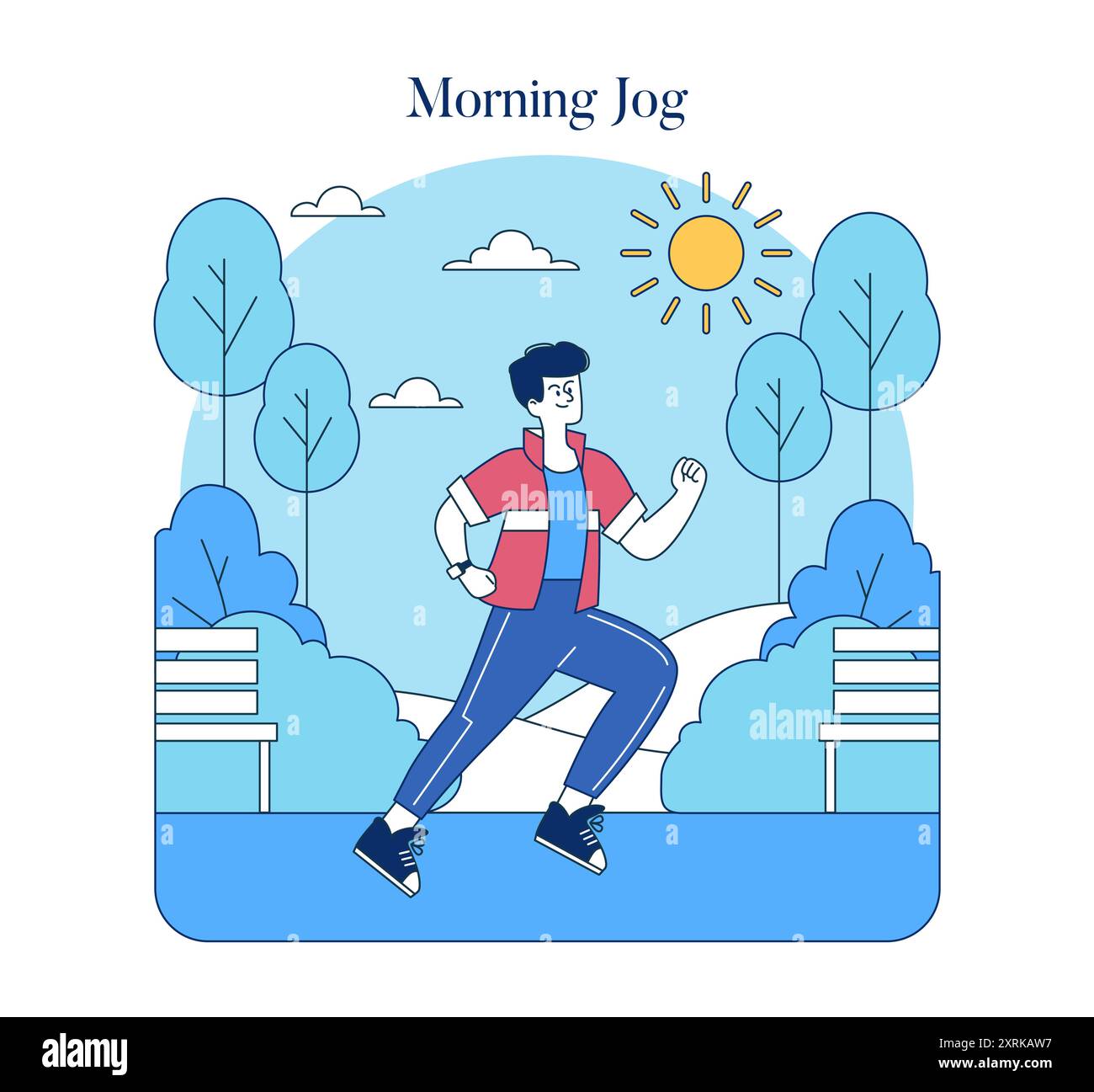Morning Jog concept. A person running through a serene park, enjoying a ...