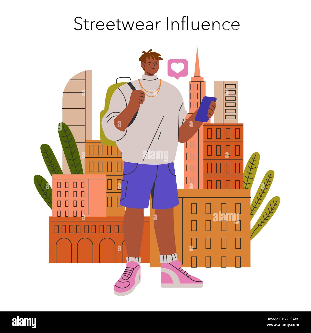 Streetwear Influence concept. Urban man showcasing contemporary casual ...