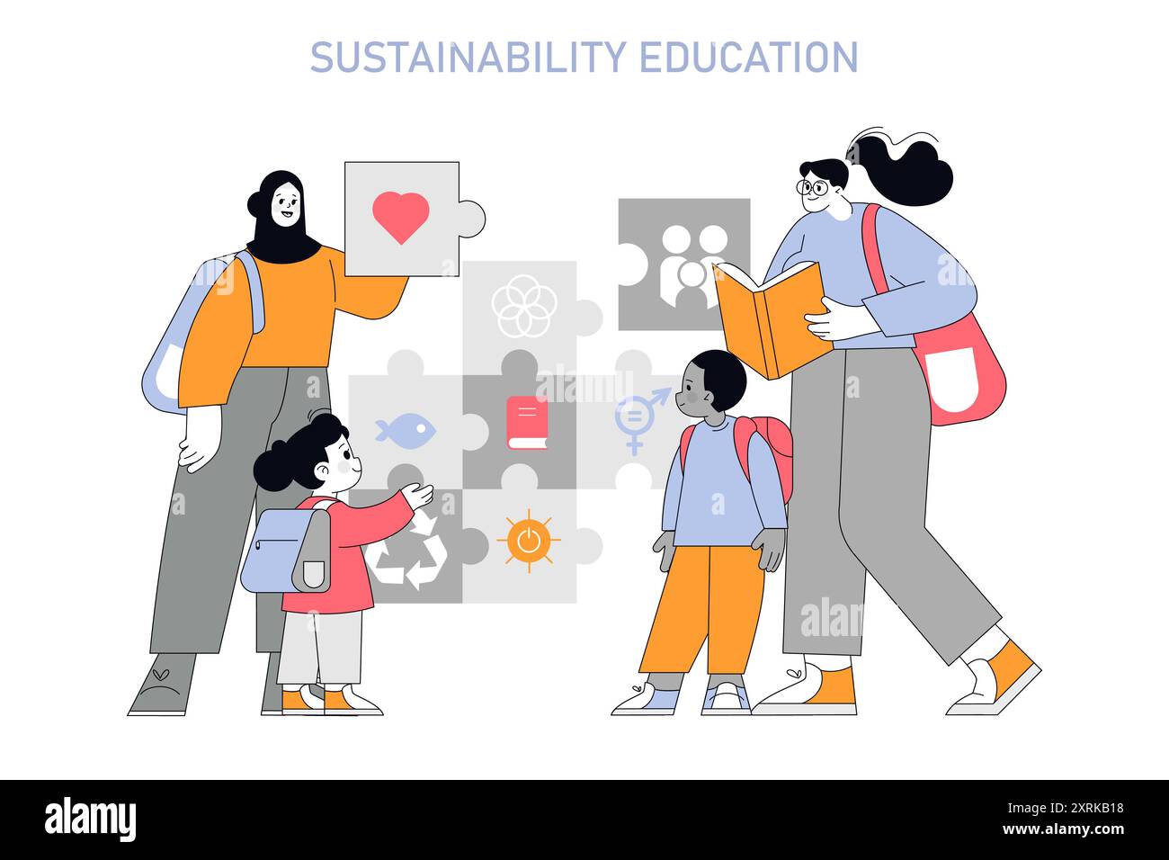 Sustainability education concept. Teachers and students engage with ...