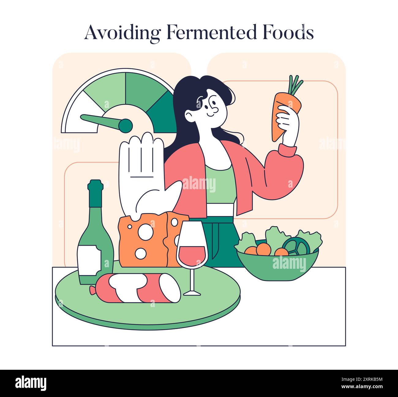 Low Histamine Diet concept. Woman choosing carrots over fermented foods ...
