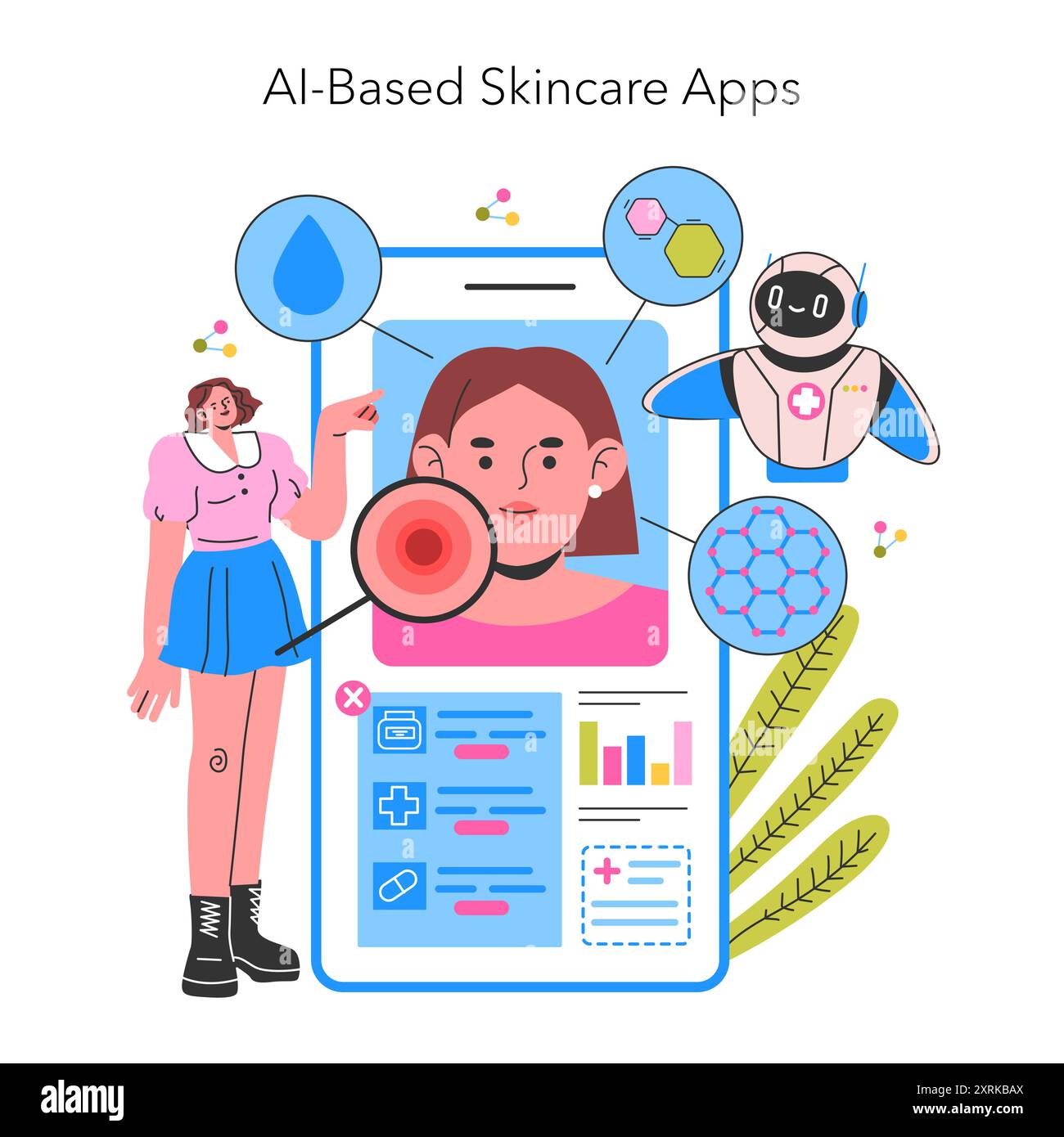 AI-Based Skincare Apps concept. Innovation in personal care with ...