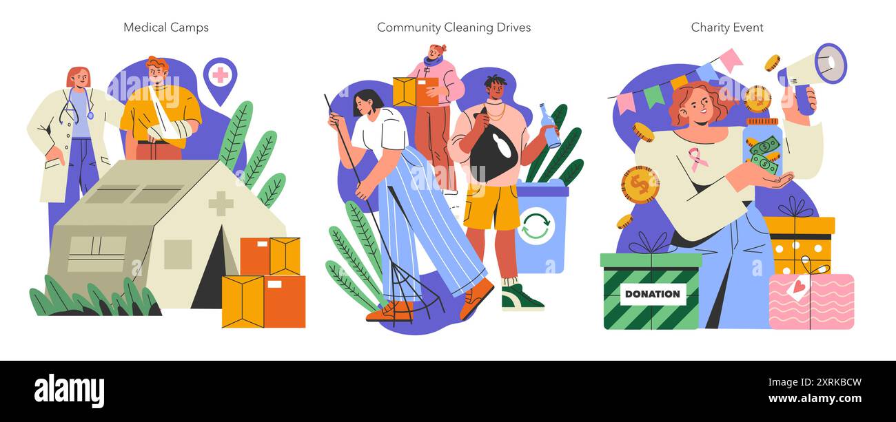 International Day of Charity set. Volunteers engaging in medical aid ...