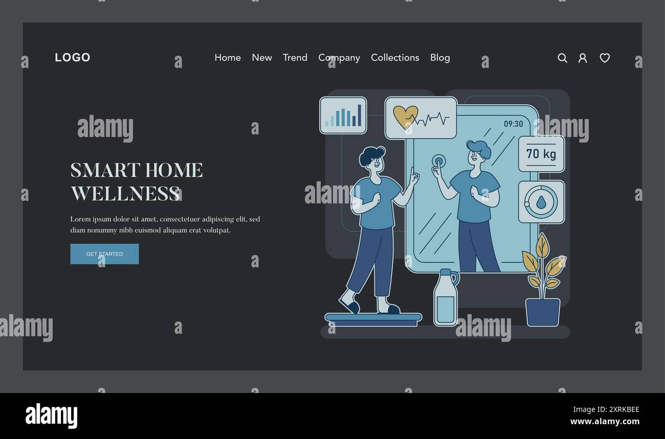 Wellness technology concept. Modern lifestyle with smart home health ...