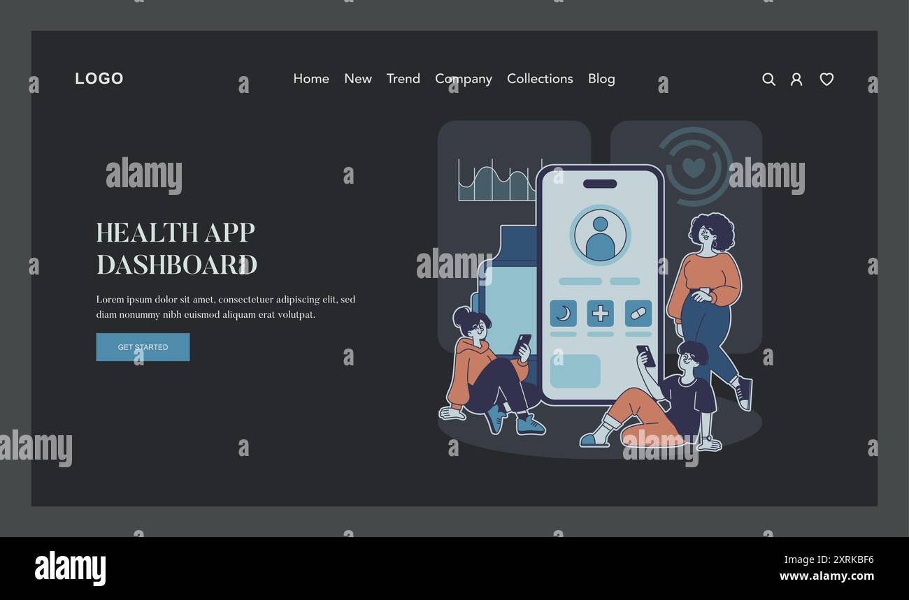 Health monitoring app concept. People engaging with a digital health ...