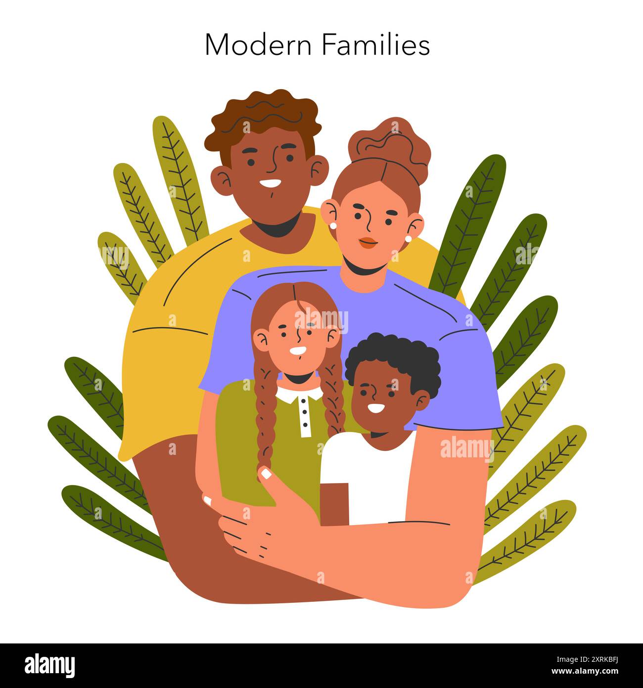 Modern Families concept. Diverse family unit with mixed-race parents ...