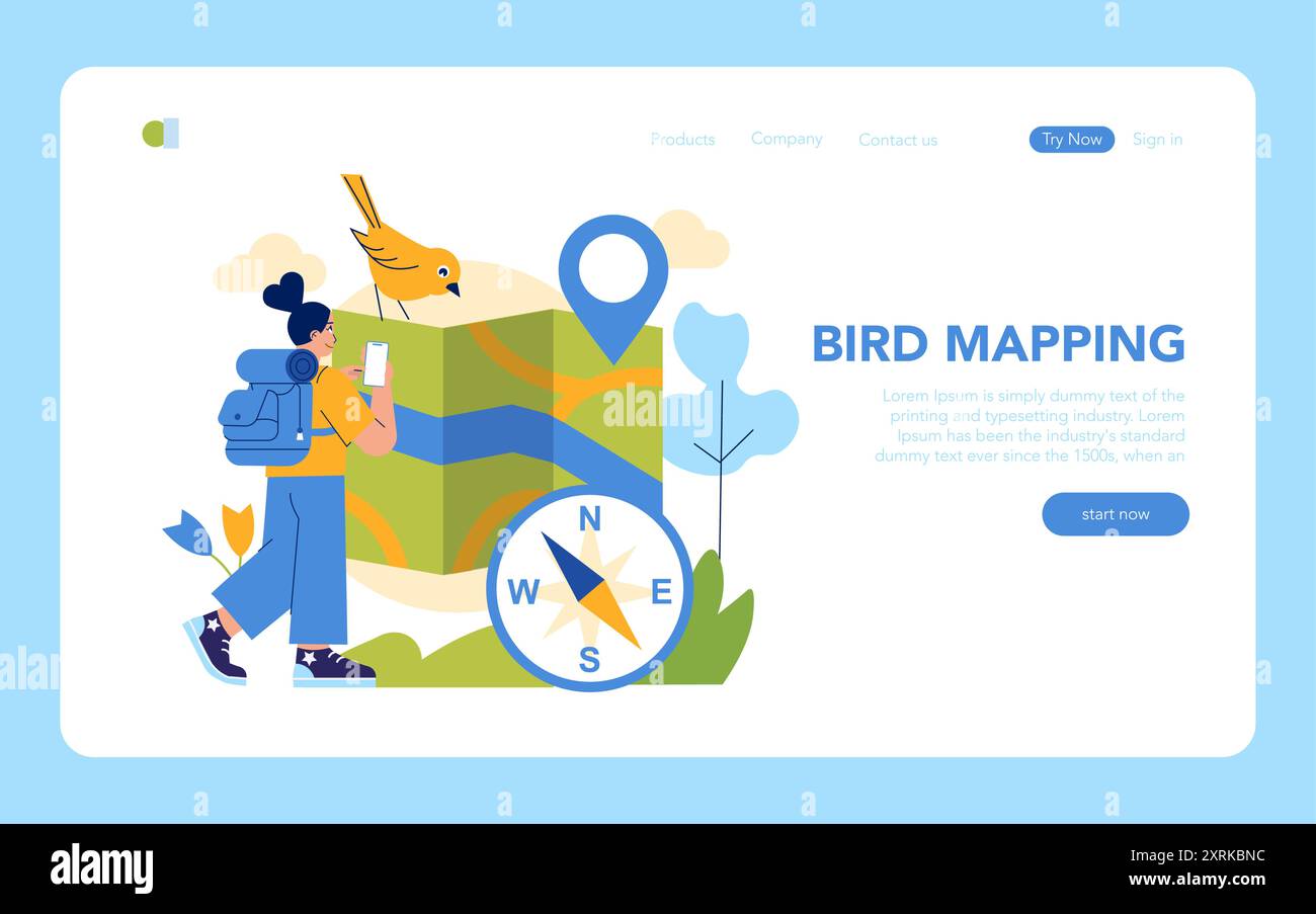Birdwatching concept. An avid birdwatcher navigates a map with a ...