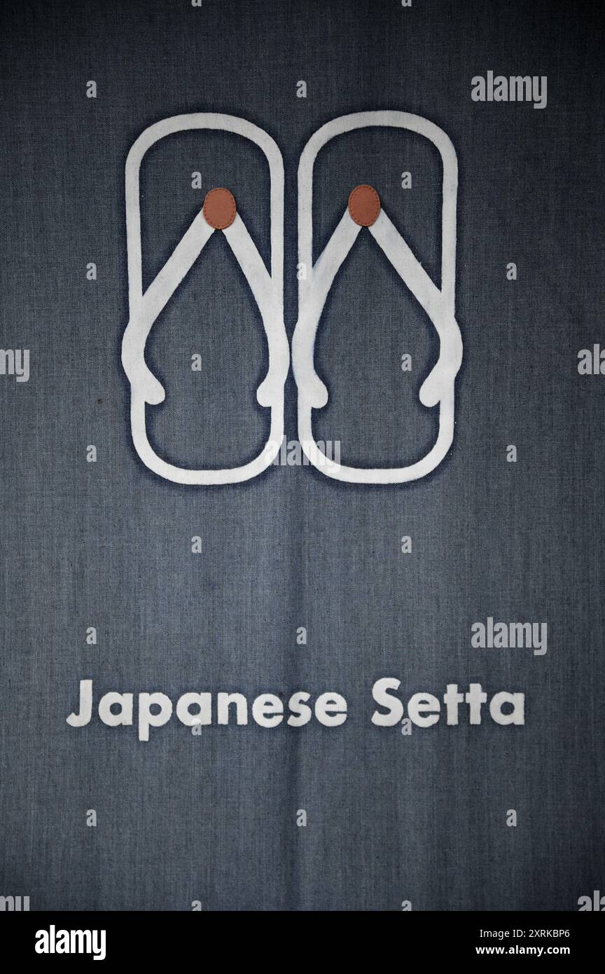 Traditional Japanese Setta sandals sign on the exterior of a local ...