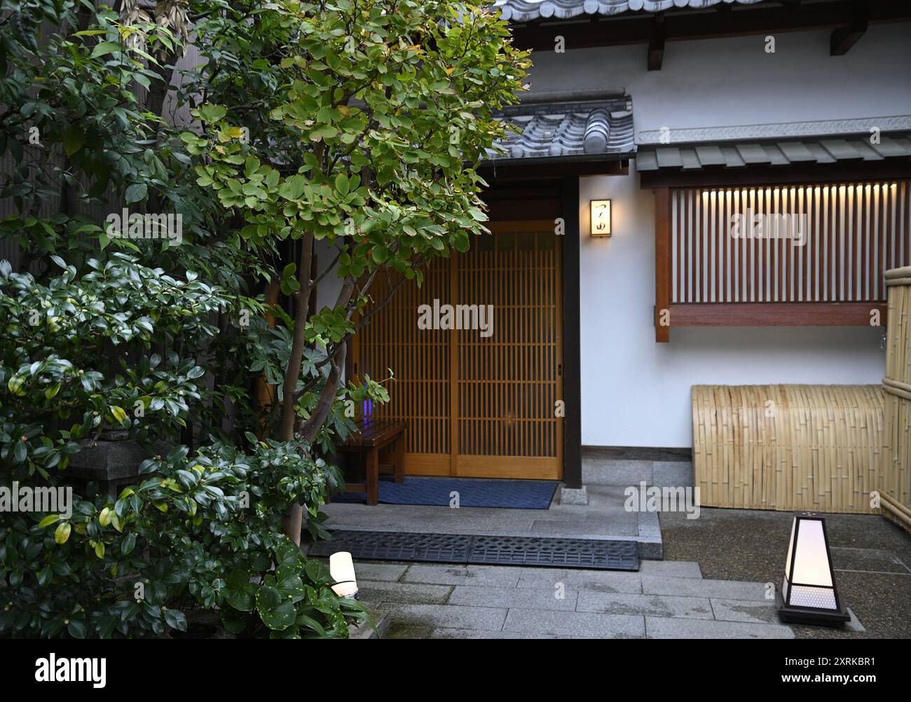 Landscape with scenic view of a traditional Japanese Minka house in ...