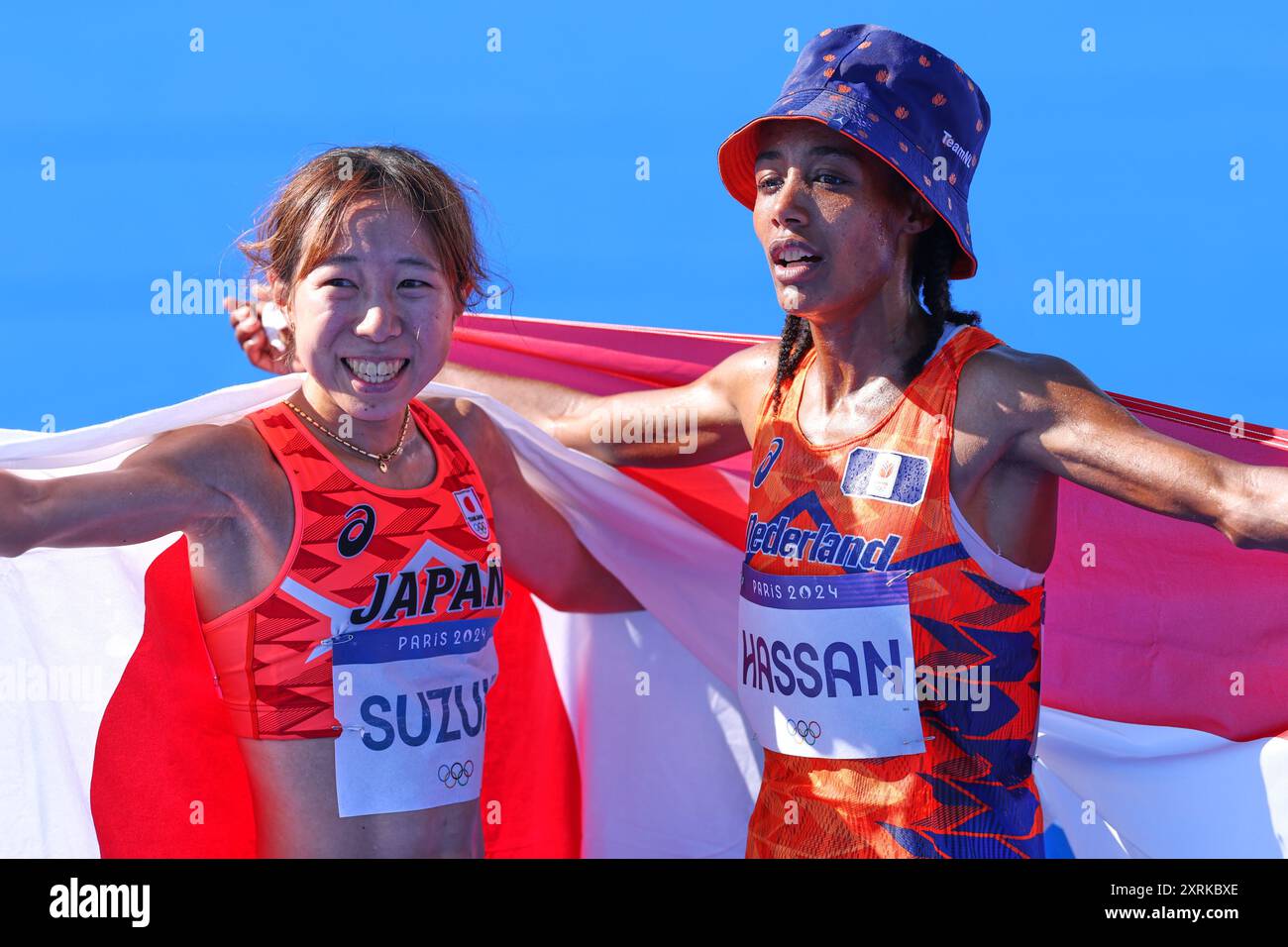 Paris, France. 11th Aug, 2024. (L-R) Yuka Suzuki (JPN), Sifan Hassan (NED) Marathon : Women's ...