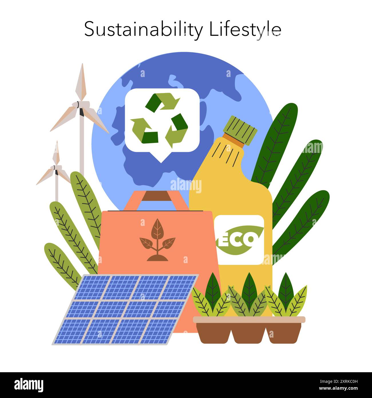 Sustainability Lifestyle concept. A harmonious blend of renewable ...