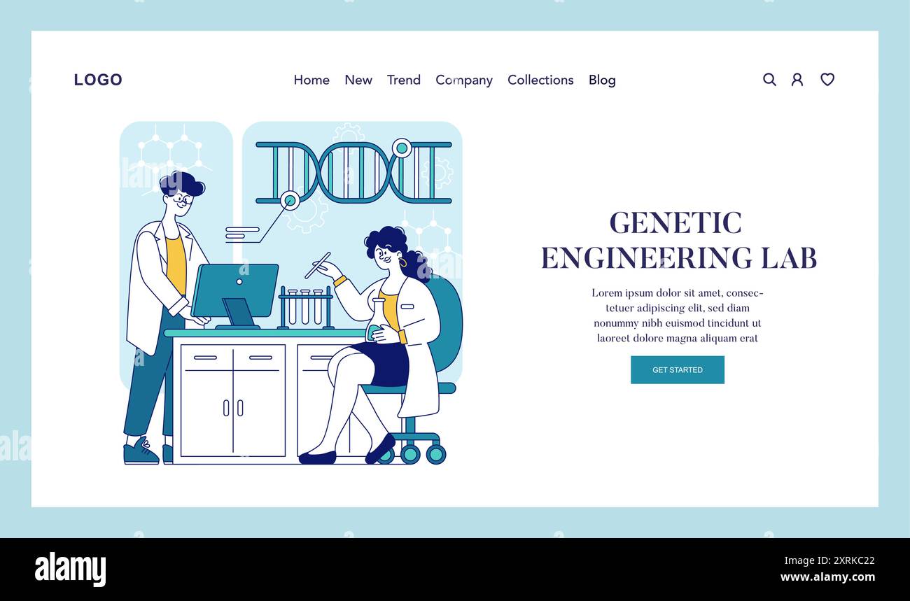 Biotechnology concept. Scientists conducting research in a genetic engineering laboratory. DNA ...