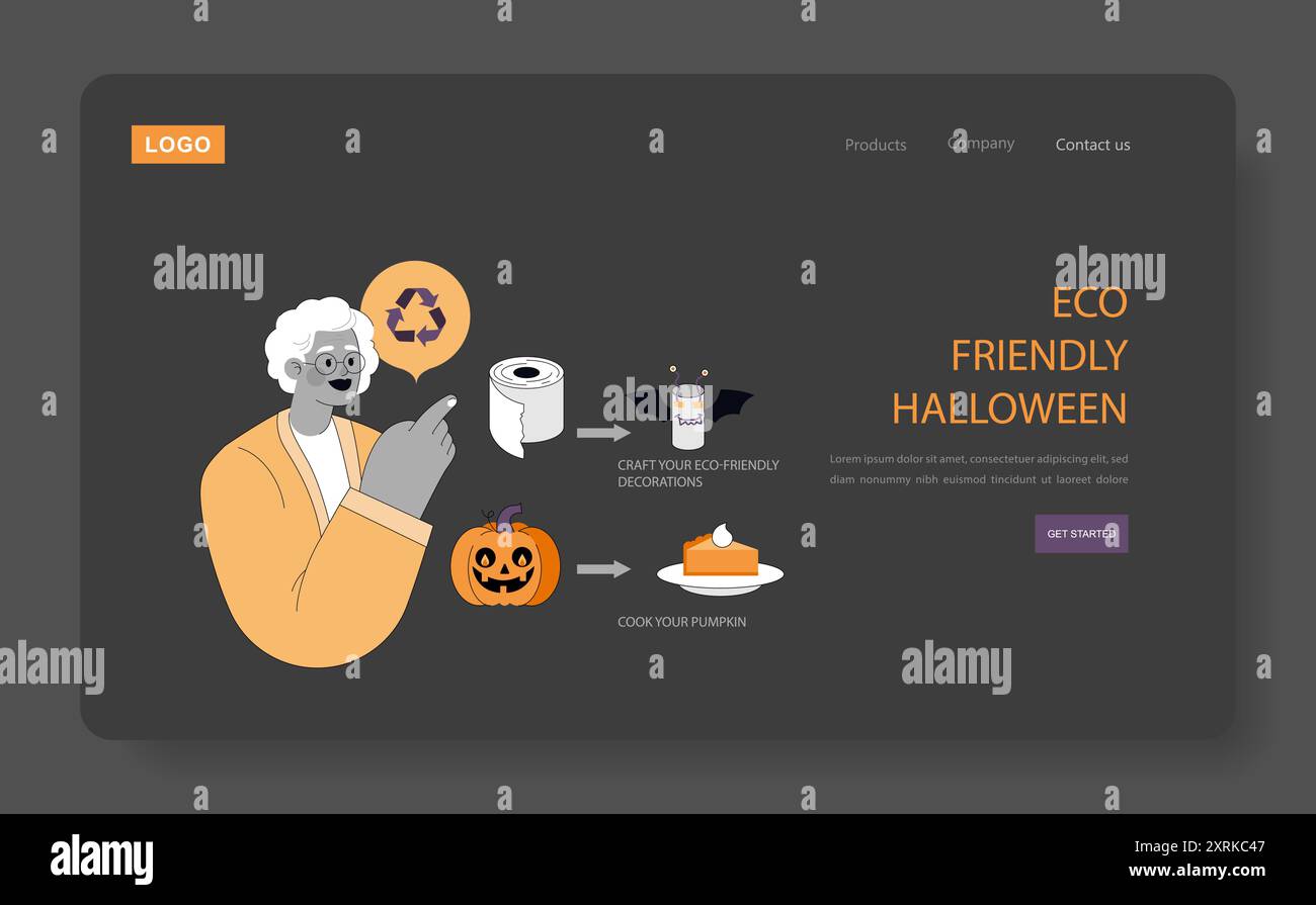 Eco-friendly Halloween concept. Website interface promoting sustainable ...