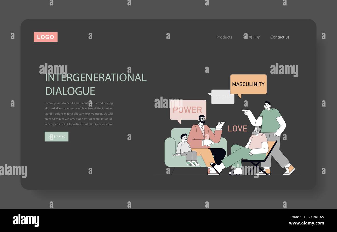 Male Vulnerability concept. Illustration of a cross-generational discussion on masculinity ...