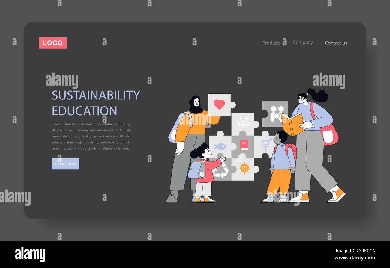 Sustainability Education concept. Teachers and a student engage in ...