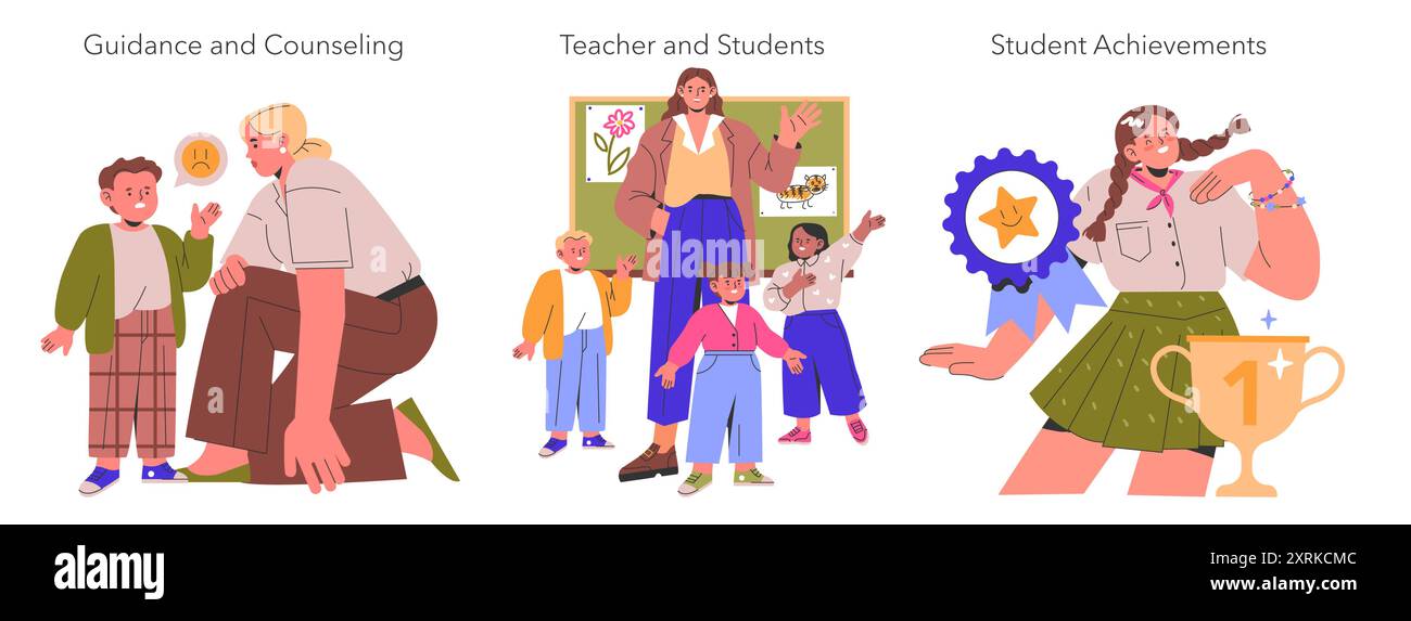 Education profession set. A teacher's various roles from providing ...