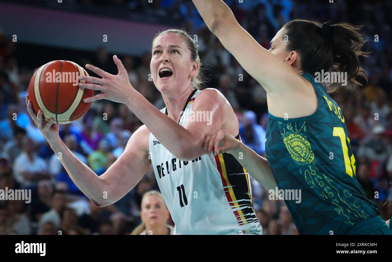 Paris, France. 11th Aug, 2024. Belgium's Emma Meesseman and Australia's ...