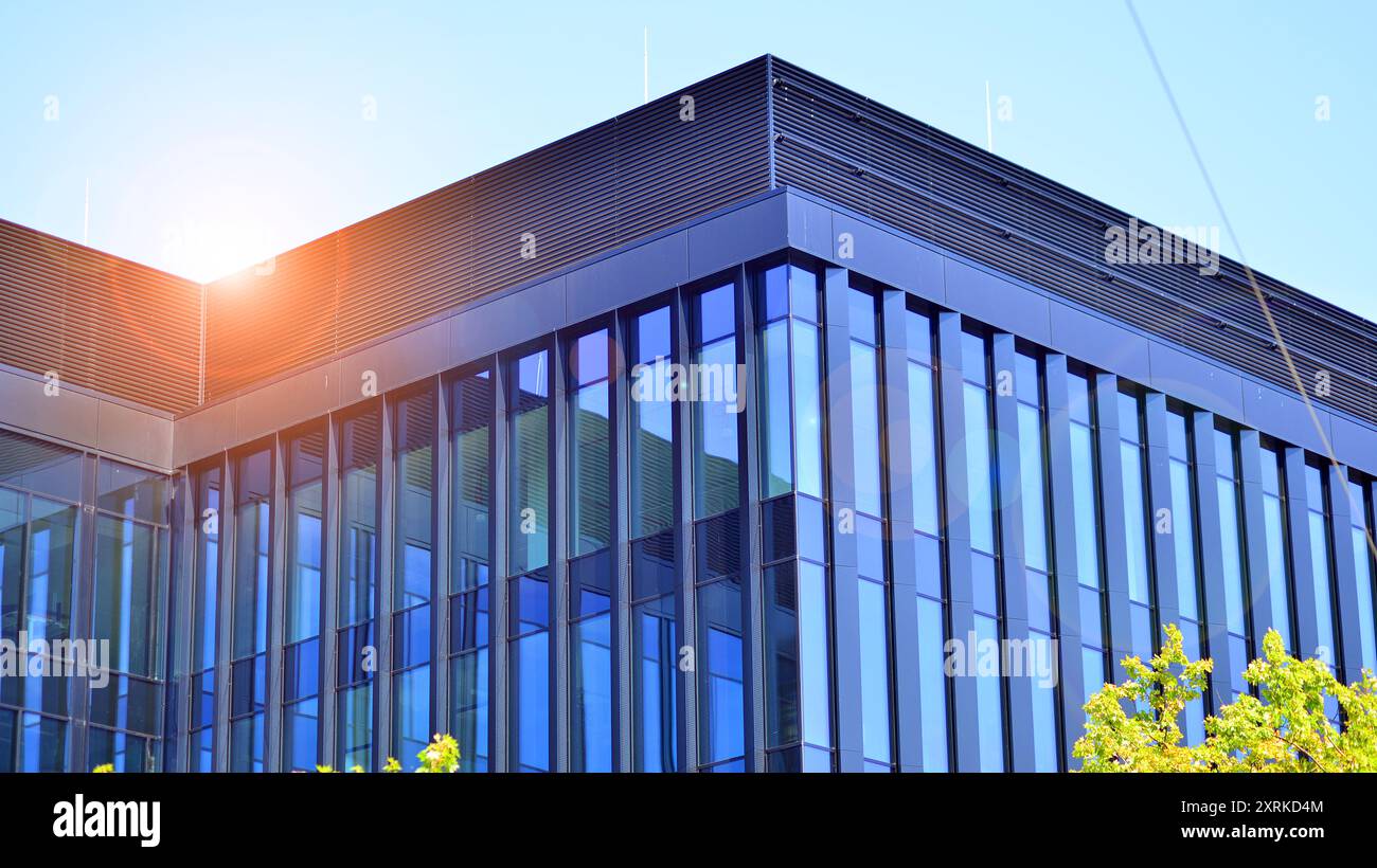 Modern sustainable glass office buildings. Exterior view of corporate ...