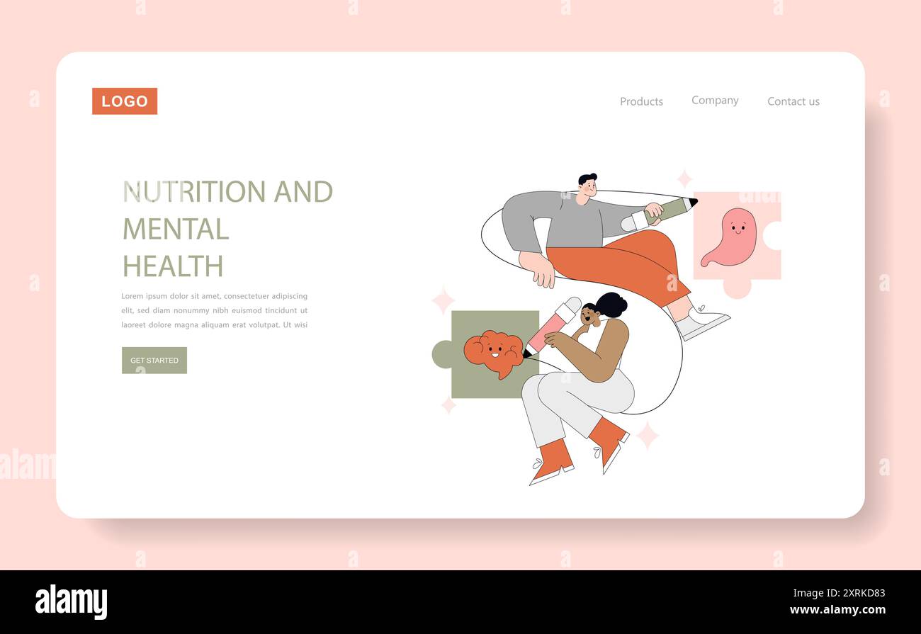 Nutrition and Mental Health concept. A portrayal of the connection between diet and emotional ...