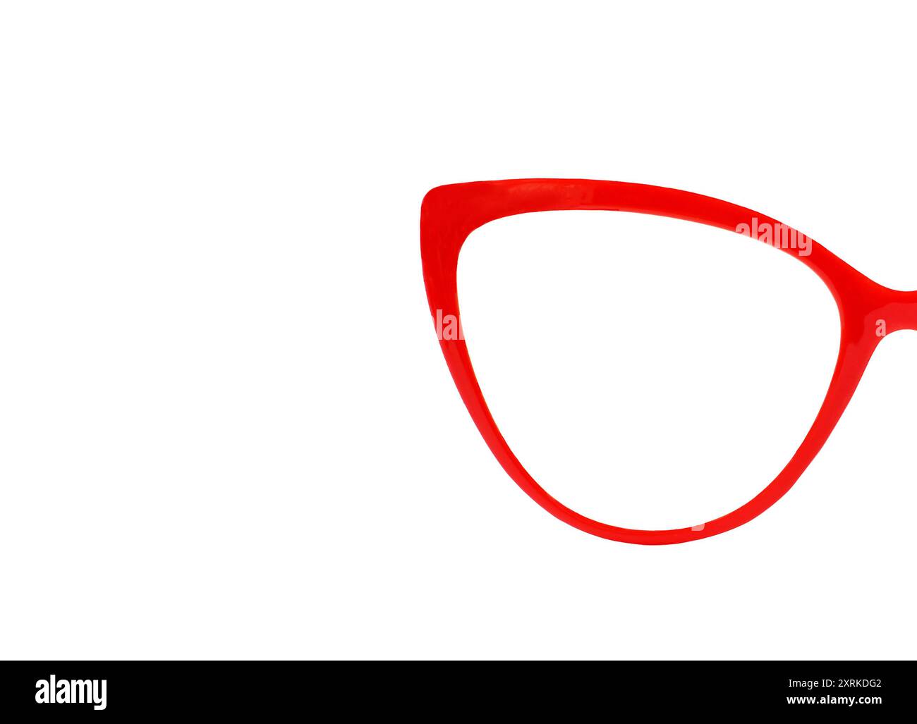 Pair of red cat eye shape glasses isolated on a plain white background ...