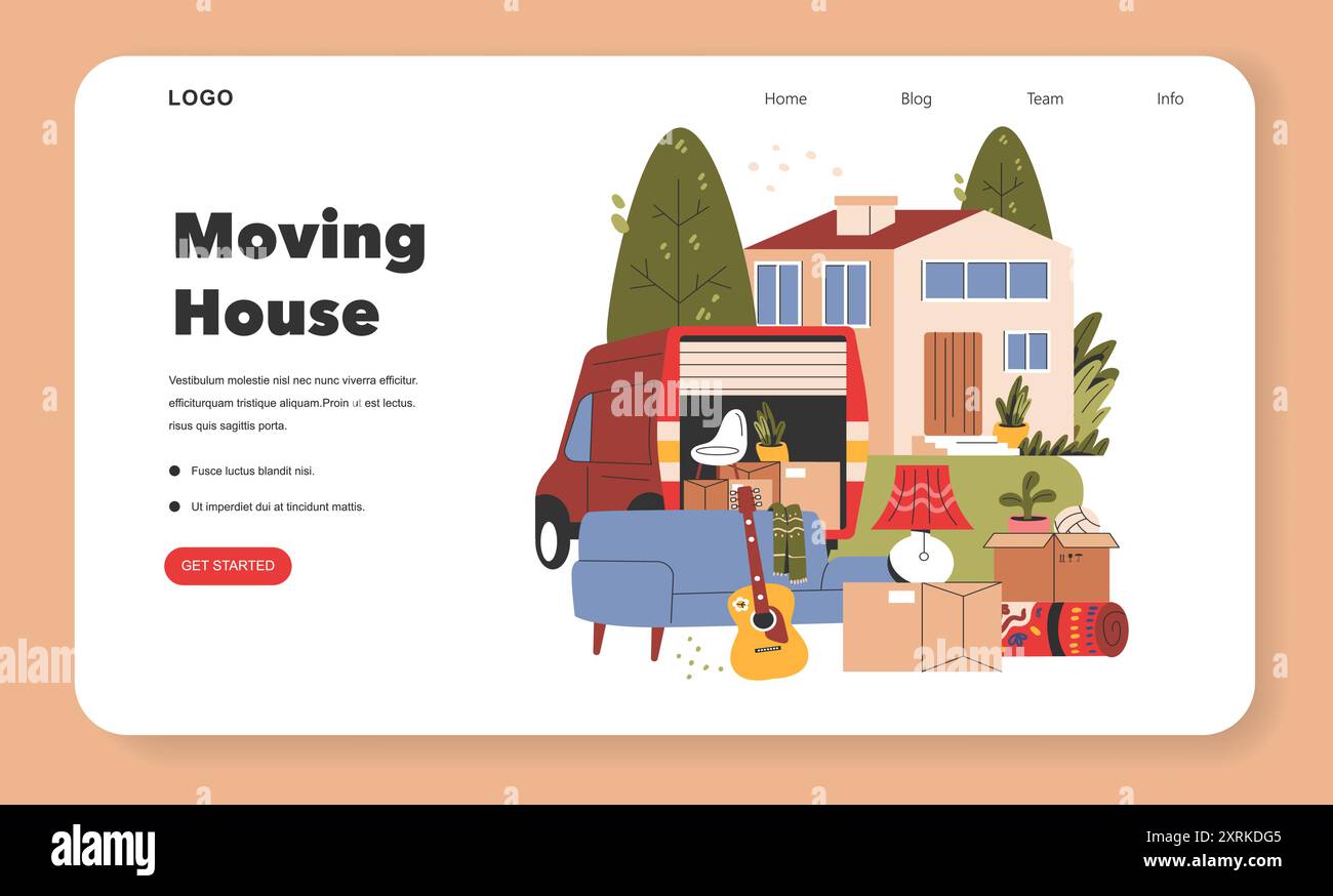 Moving House concept. Relocation process with packed items and ...