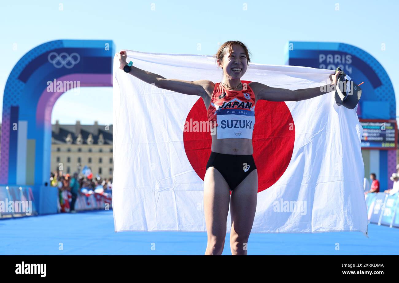 Paris, France. 11th Aug, 2024. Suzuki Yuka of Japan poses after the women's marathon of ...