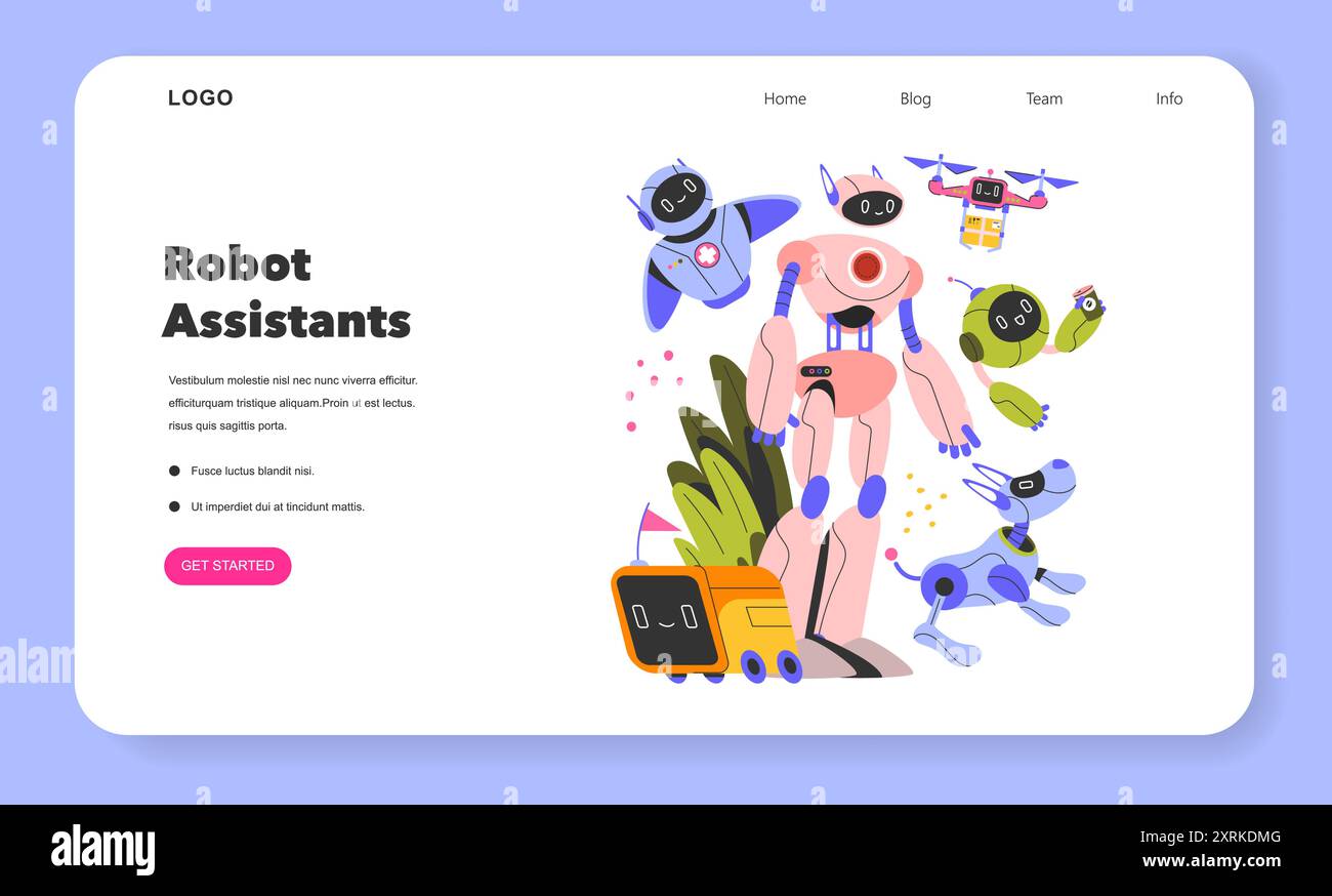Robot Assistant concept. Charming robots performing various tasks with efficiency and ease ...