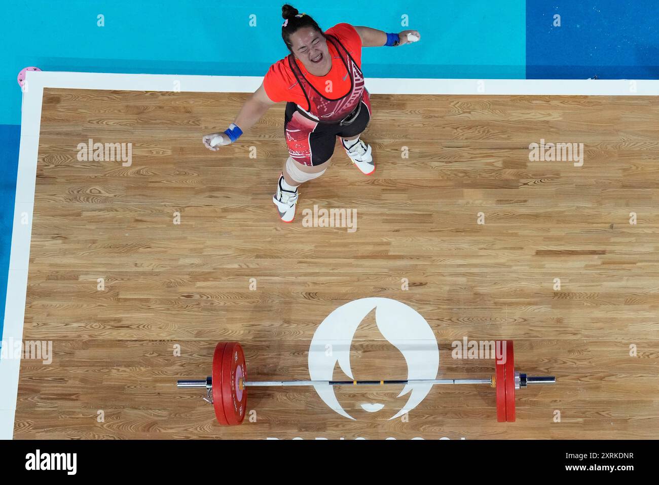 Duangaksorn Chaidee of Thailand reacts after a good lift during the ...