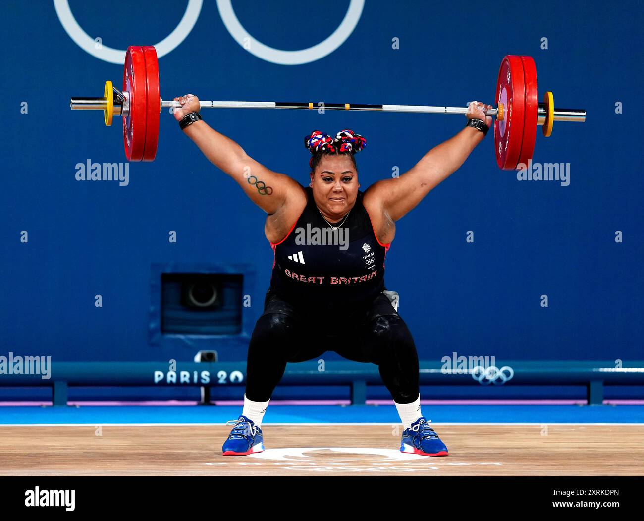 Great Britain's Emily Campbell during the Women's Weightlifting +81kg ...