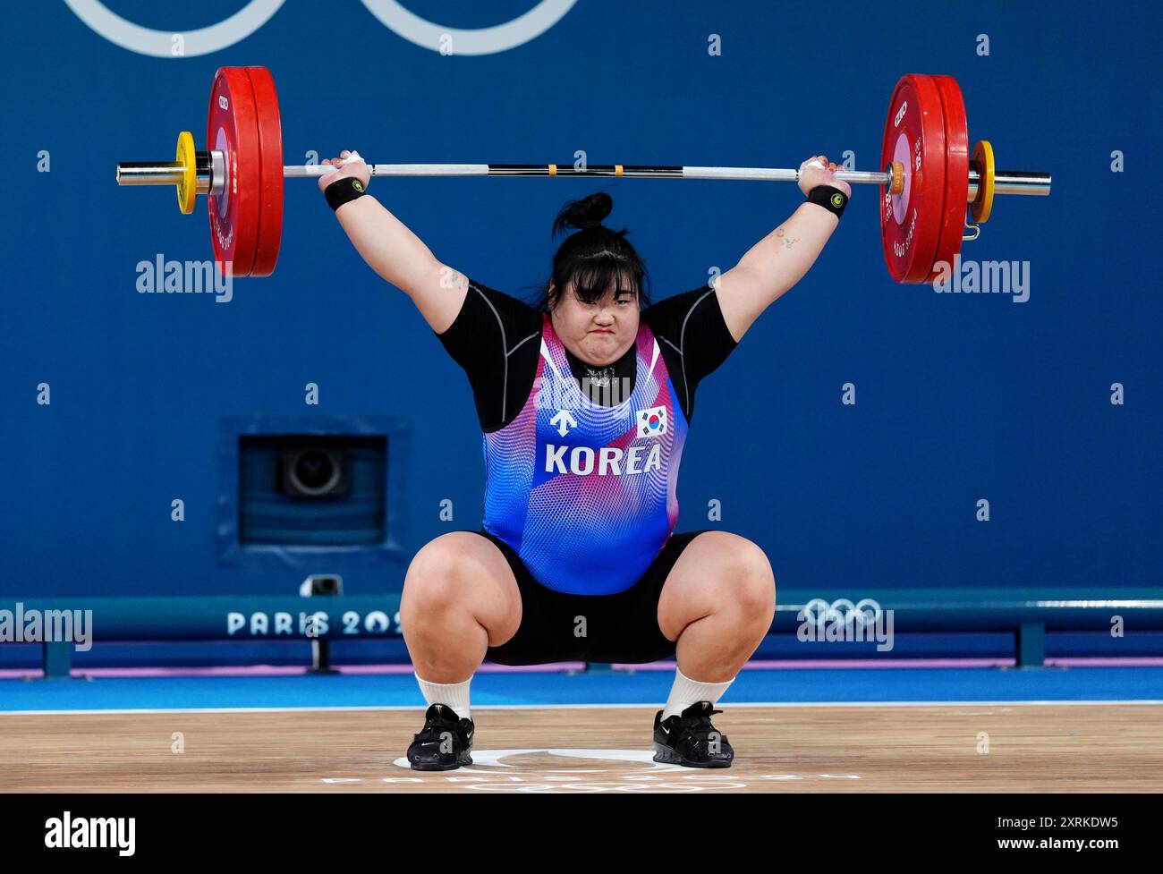 South Korea's Park Hye-jeong during the Women's Weightlifting +81kg at South Paris Arena on the ...
