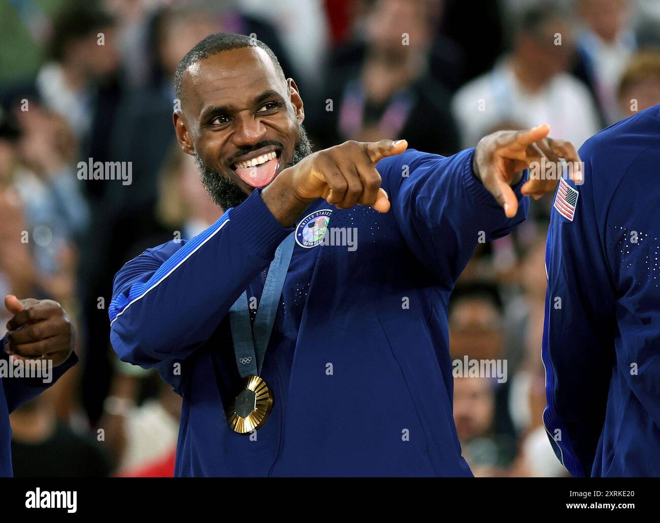 PARIS, FRANCE - AUGUST 10: LeBron James of United States celebrates the ...
