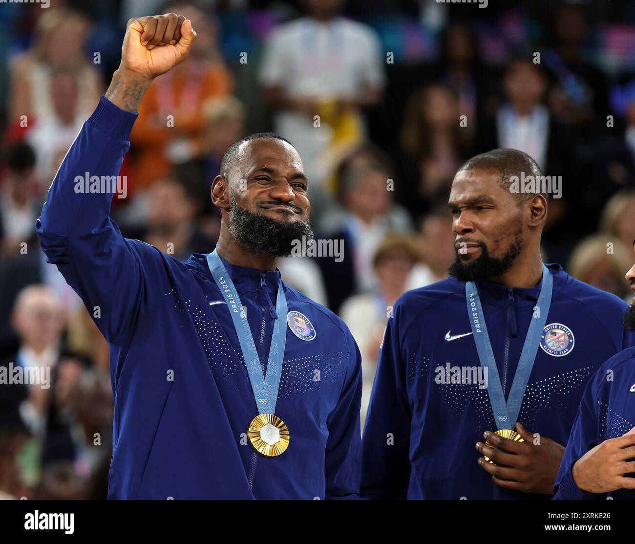 PARIS, FRANCE - AUGUST 10: LeBron James of United States celebrates the ...