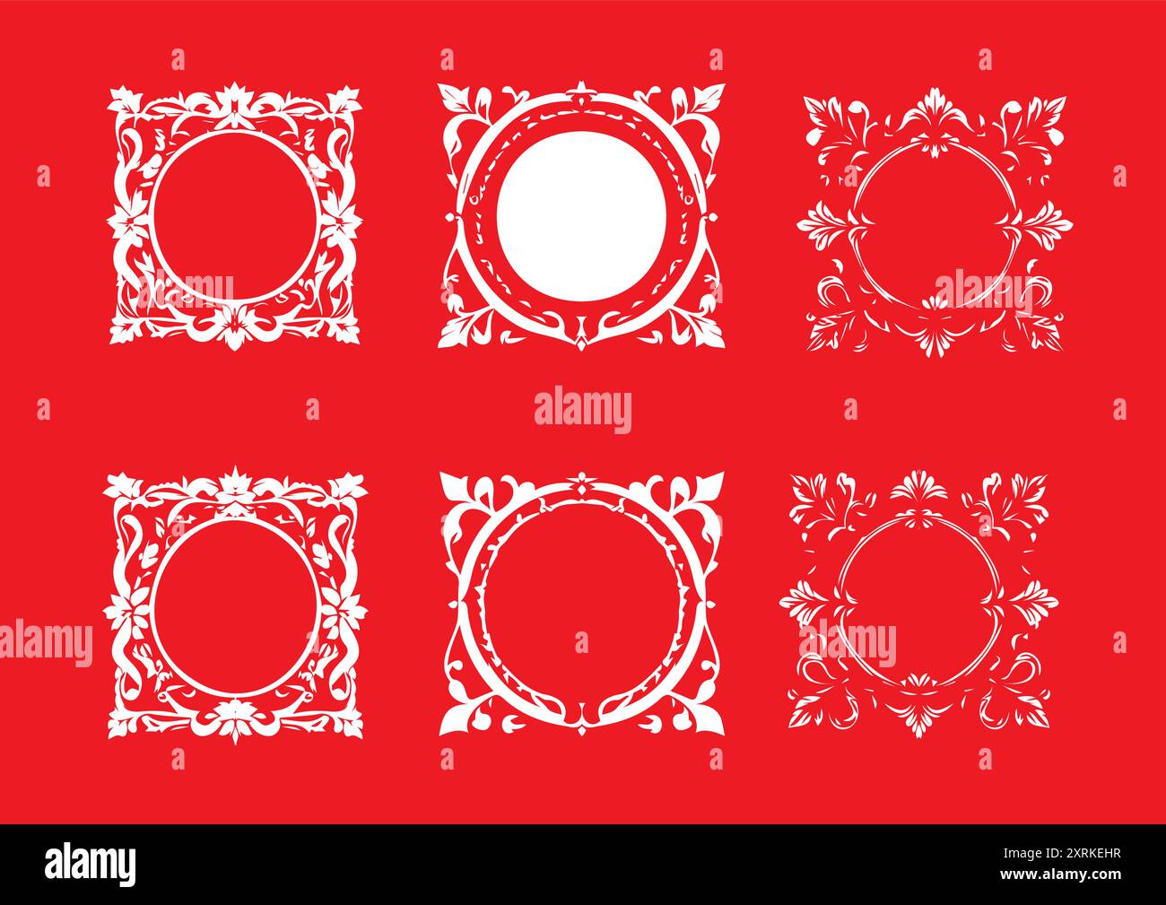 Vector Collection of white floral Square logos, labels, and Icons ...