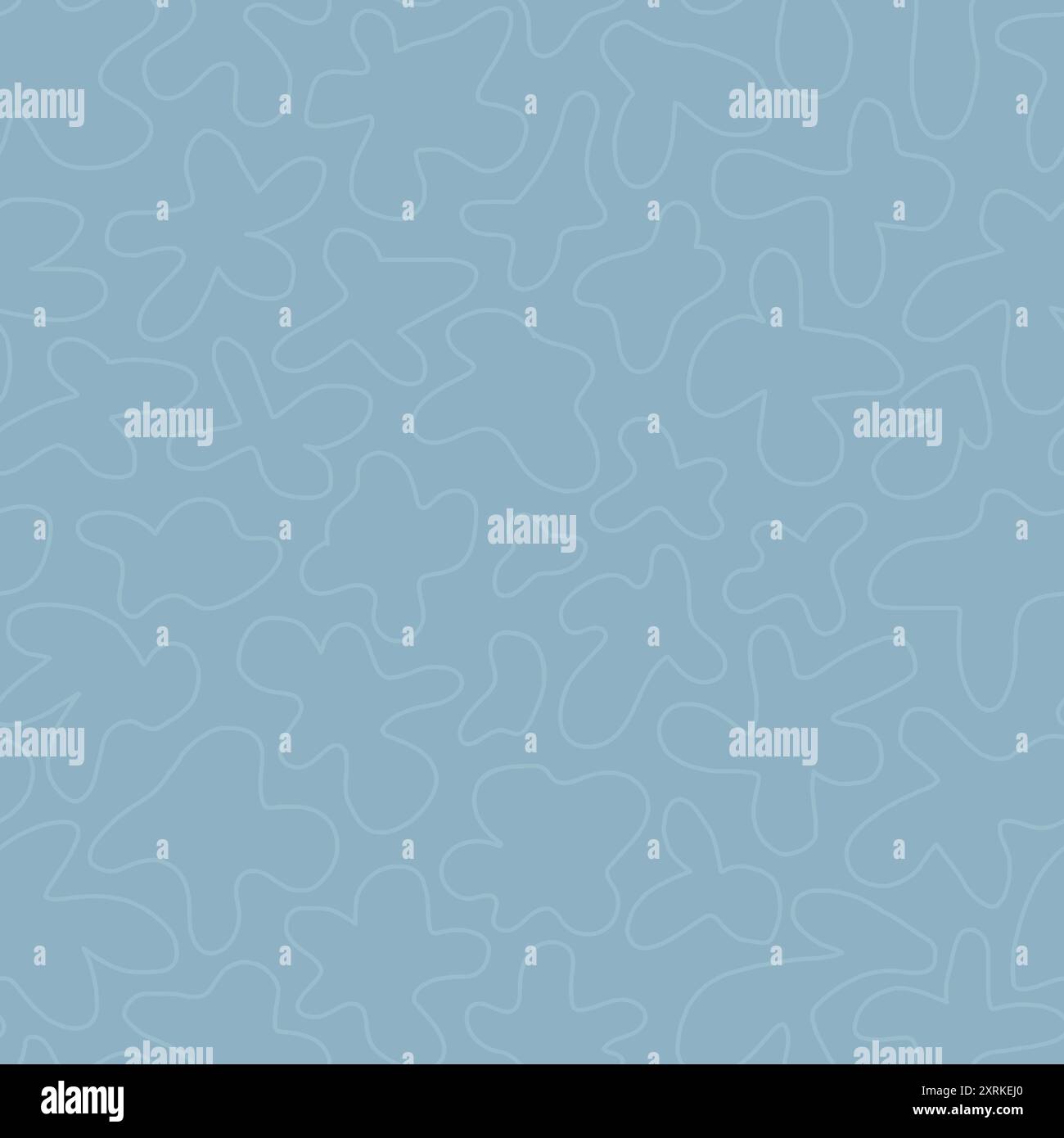 Blue monochrome seamless vermicular pattern, curved lines on blue ...