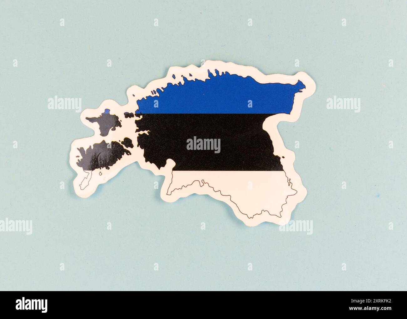 Estonia Map Sticker on Light Blue Background Stock Photo - Alamy