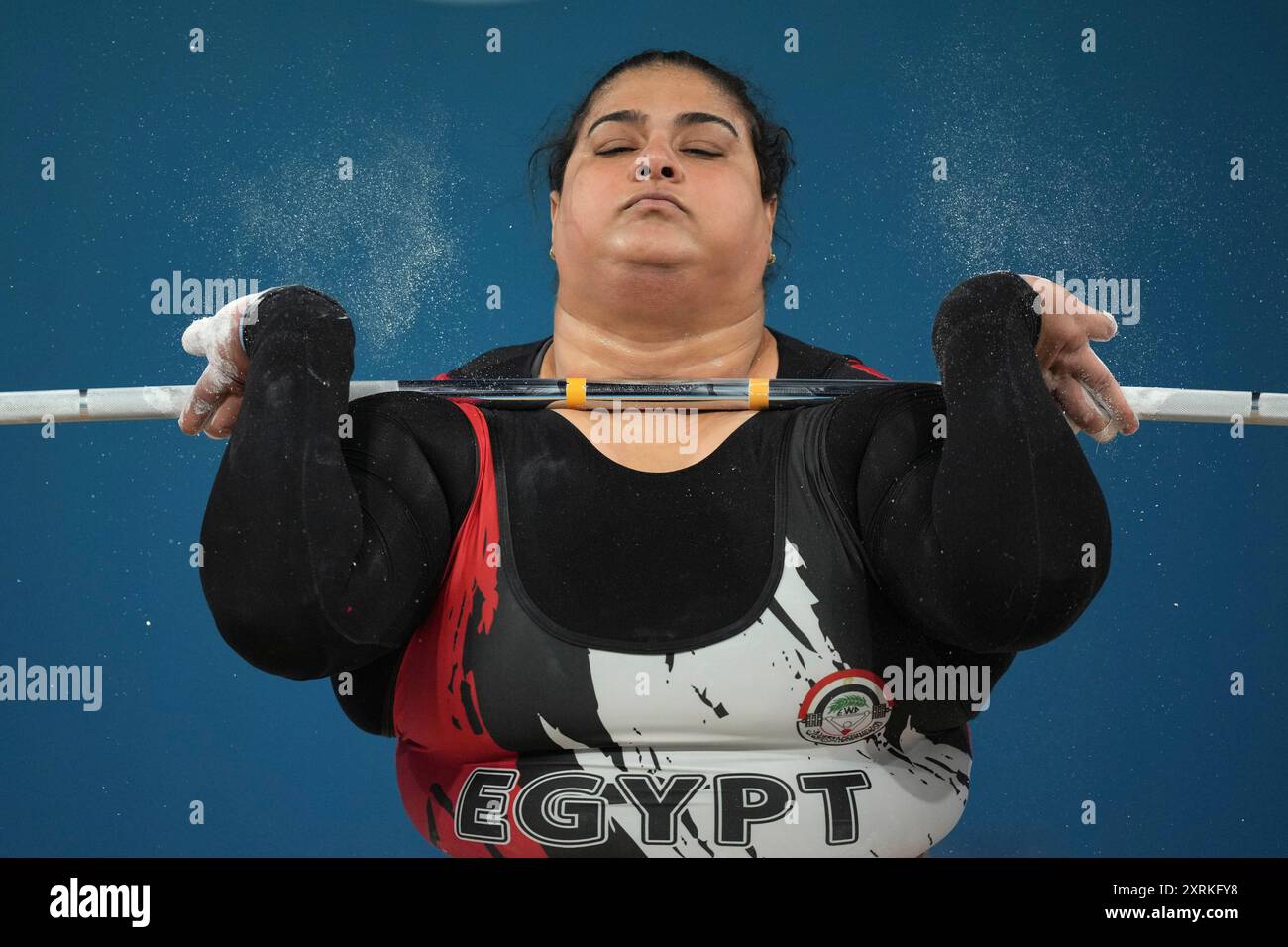Halima Abbas of Egypt competes during the women's +81kg weightlifting ...