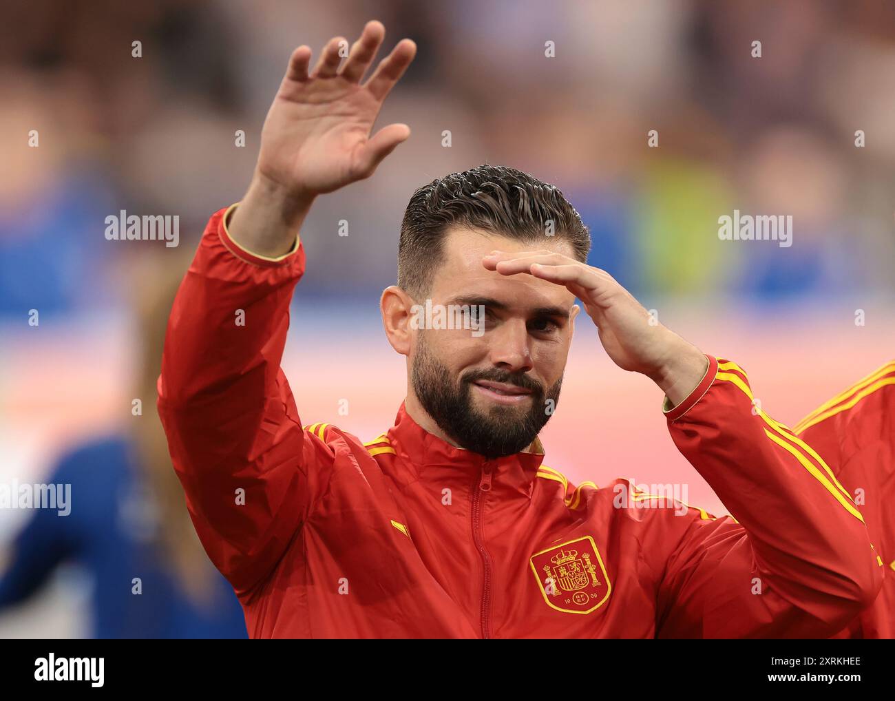 Munich, Germany, 9th July 2024. Nacho of Spain reacts as he looks on ...
