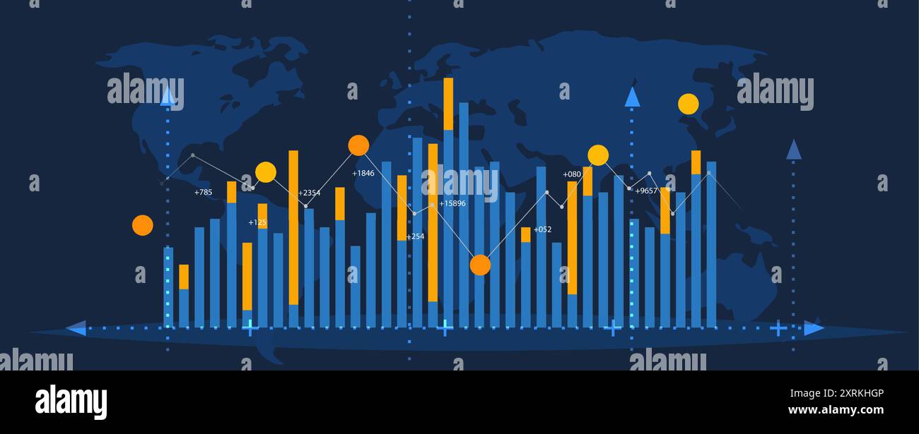 Financial technology and business analysis background. Virtual big data ...