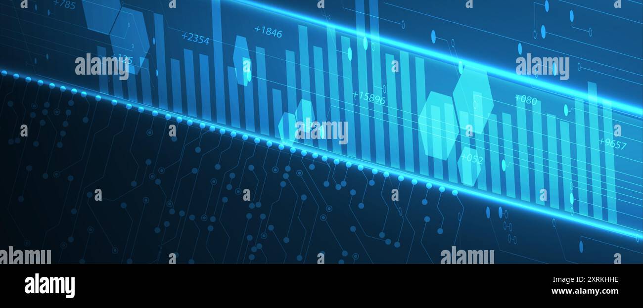 Financial technology and business analysis background. Virtual big data ...