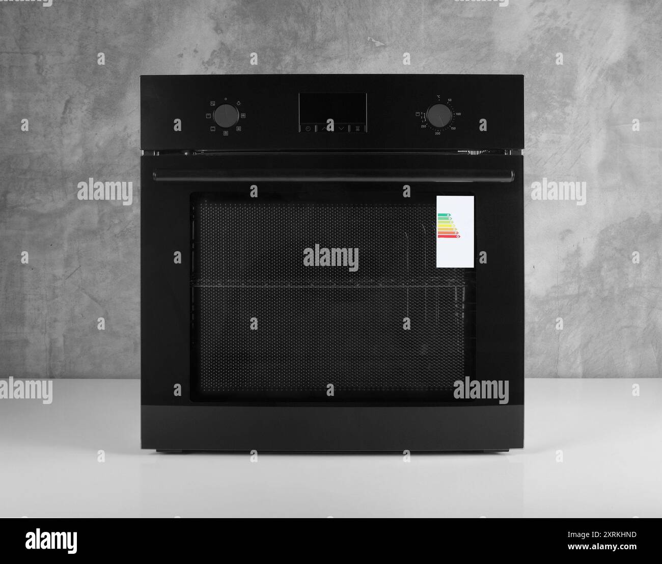 Household appliances - Front view new black electrical oven with ...